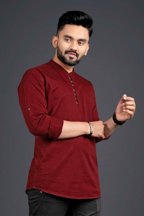 Buy SOPANI Men Solid Straight Kurta (Maroon) Online at Best Prices in India - JioMart.