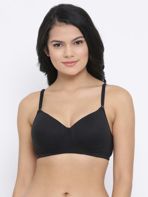 Buy Clovia Black Cotton Solid Single T-shirt Bra Online at Best Prices in India - JioMart.