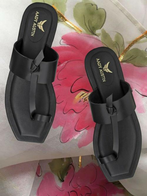 Buy Aady Austin Women's Faux Leather Black Slip-On Flats Online at Best ...