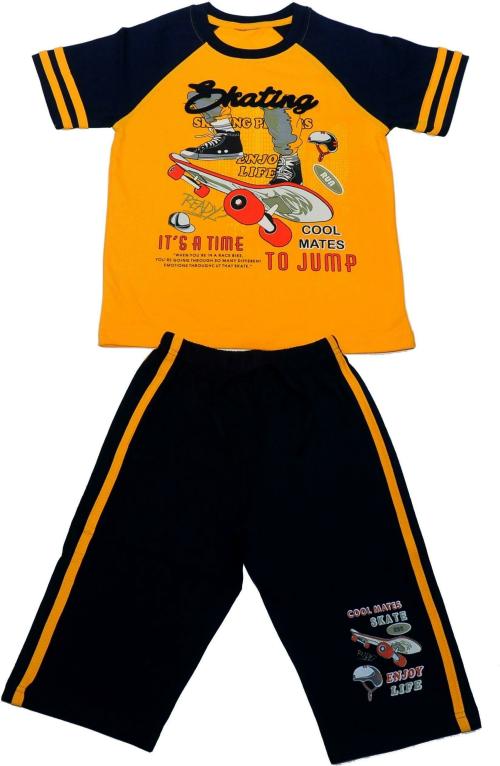 Buy COC COLOURS OF COTTON _ Boys Yellow and Black Printed Pure Cotton ...