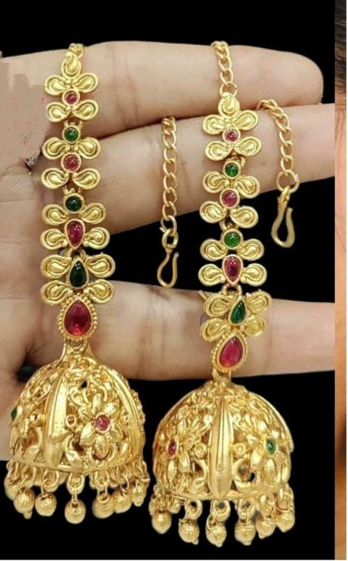 Buy Manath Ethnic Jhumka Earrings with Kaanchain for Girls and womens ...