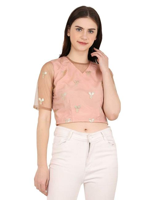 Buy UNFAKENOW Women Pink Floral Net Top (XS) Online at Best Prices in ...