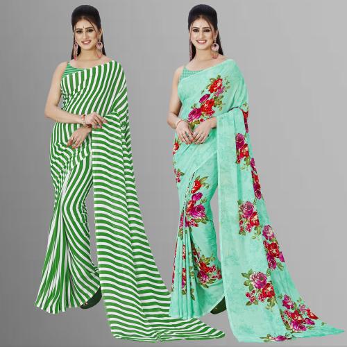 Buy Anand Women Multicolor9 Self Design Pattern Georgette Pack of 2 ...