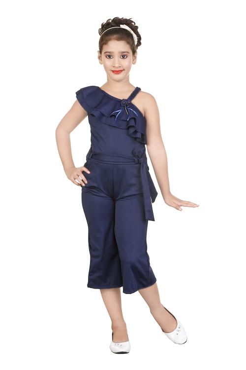 Buy Burbn Solid Jumpsuit for girls3-4 YDark Blue Online at Best Prices ...
