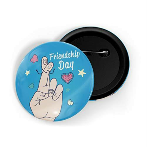 Buy Dhcrafts Blue Friendship Day Printed Pin Badge, 5.8 Cm Online at ...
