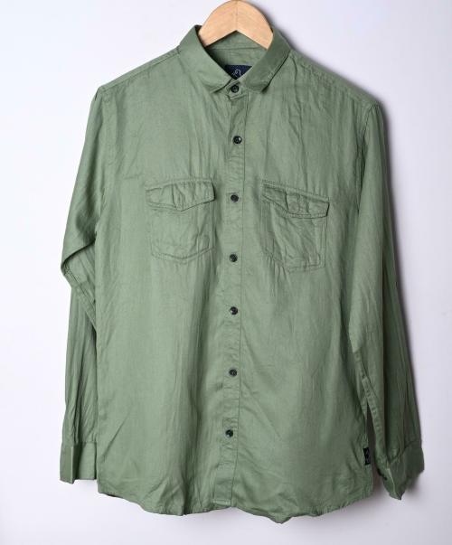 Buy NUMERO-CLOTHES FASHION Men Green Solid Pure Cotton Casual Shirts (M ...