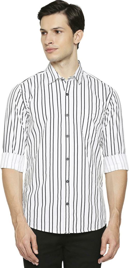 Buy Mufti Men's Slim Fit Stripe Urban Casual Shirt In Cotton Online at ...