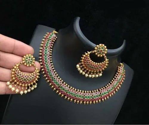 Buy Manath Copper Earring and Necklace Set (Multicolor) Online at Best ...