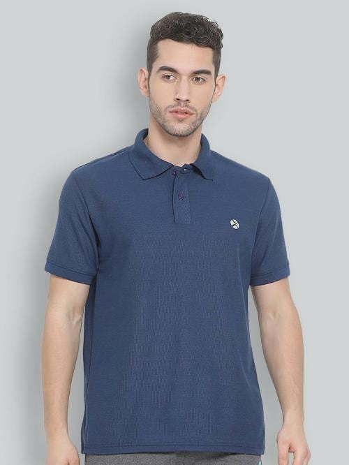 Buy Lux Nitro Cotton Blend Dark Blue Polo T-shirt For Men Online at ...