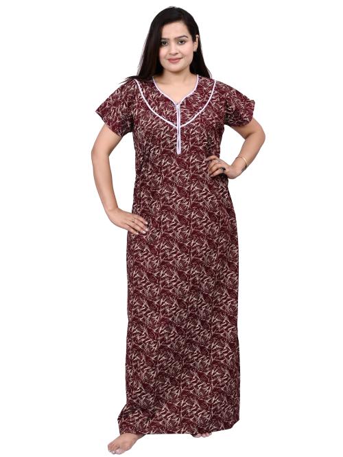 Buy NACNO Women's Printed Cotton Sleepwear Nighty/Maxi/Nightgown Online ...