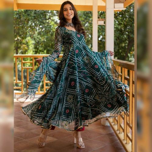 Buy TIPPY TOP Maltipal Colorfull Flower Print Georgette Maxi Gown with ...