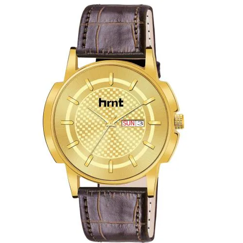 Buy hrnt GLD-BRN-9186 Gold Plated Analogue Gold Hands Watch ...