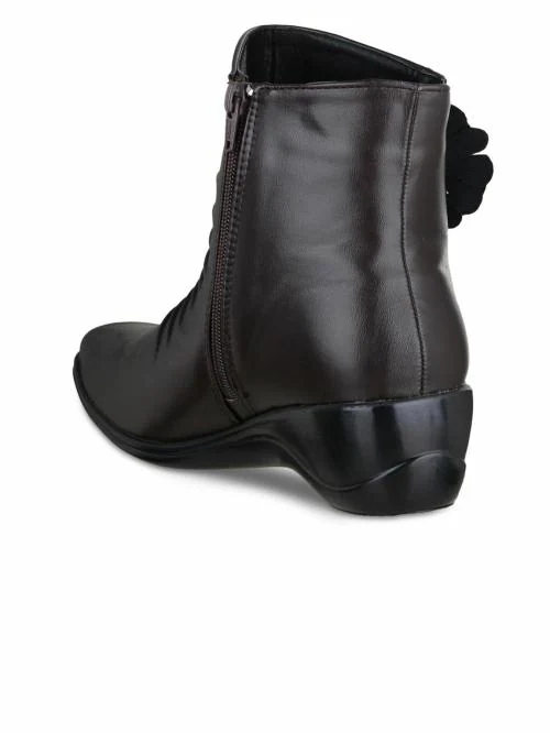 Buy Shuz Touch's Women Solid Heeled Boots - Brown Online at Best Prices ...