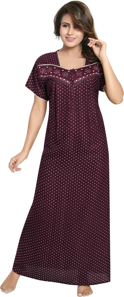 Buy Pearl Night Wears Womens Purple Viscose Rayon Nighty - Large Online ...