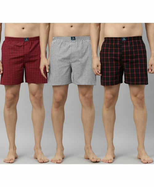 Buy Joven Men Checked Boxer Pack Of 3 Shorts Online at Best Prices in ...