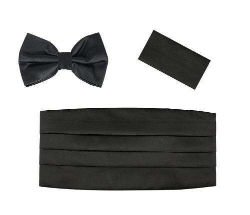 Buy Leonardi Men Black Microfiber Cummerbund Set with Bow Tie and ...