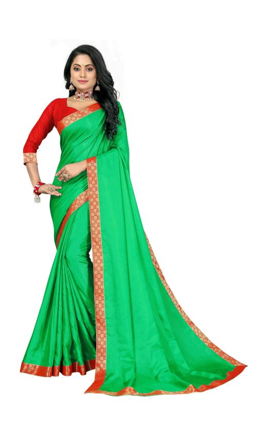 Buy NOPSE Women's Dola Silk Lace Work Plain Saree (Gargi green) Online ...