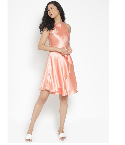 Buy Marc Louis Peach-Coloured Satin Dress ML 2657 PEACH DRESS-S Online ...
