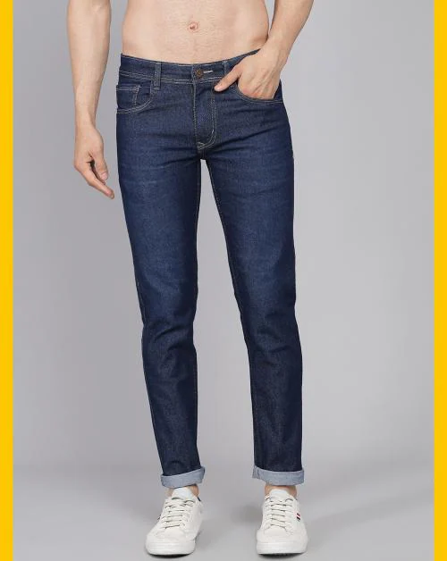 Buy PODGE Men's Slim Fit Blue Jeans Online at Best Prices in India ...