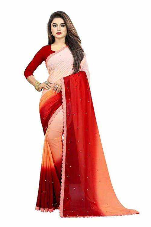 Buy DhNiK CREATION Pure Georgette padding saree with Beautiful Lace ...