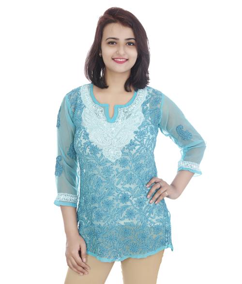 Buy Ethnava Women’s Hand Embroidered Modern Short Kurti Design Online ...