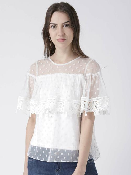 Buy 109F Women White Self Design Polyester Top Online at Best Prices in ...