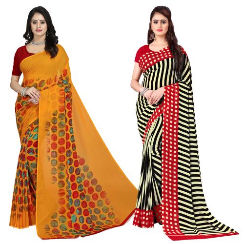 Buy Anand Women Multicolor Self Design Pattern Georgette Pack of 2 ...