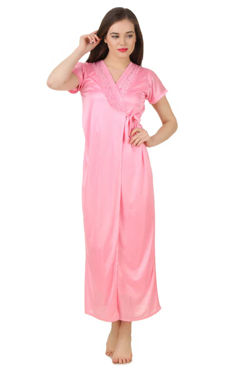 Buy Fasense Women Satin Nightwear Sleepwear Wrap Gown SR011 Online at ...