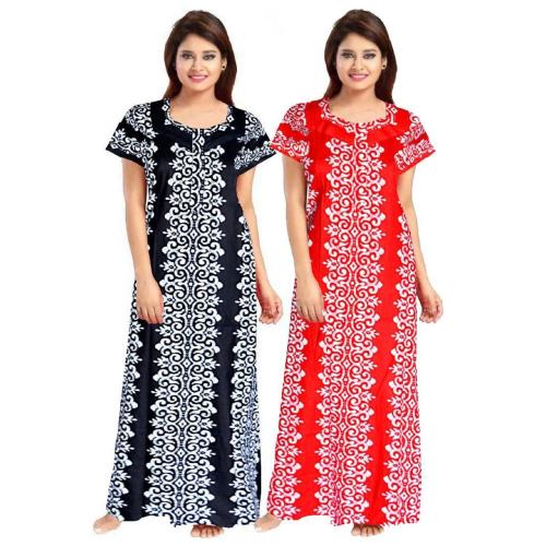 Buy DEEYA M New Design Cotton Short Sleeve Printed Nighty Combo for ...