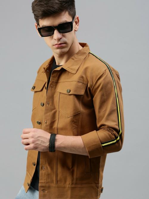 Buy VOXATI Mustard Men Denim Biker Jacket Online at Best Prices in ...