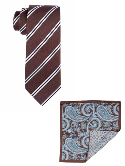 Buy The Tie Hub Reversible Brown Microfiber Necktie and Lapel Pin ...