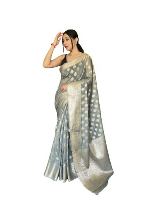 Buy Leeli Peeri Designer Women Grey Silk Saree With Blouse Piece (Free ...