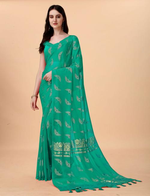 Buy SWIFFIN Designer Picks Art Silk Banarasi Light Green Saree For ...