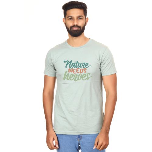 Buy HUMUS Men streel grey nature need heroes regular fit tshirt Online at Best Prices in India ...