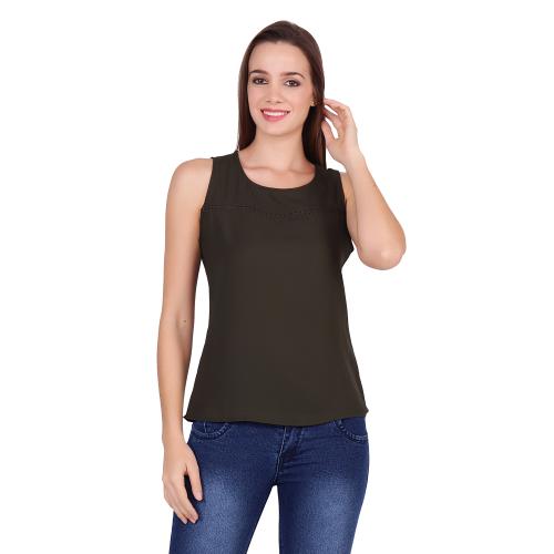 Buy Popwings Casual Polyester Crape Front Laces Women Top ! Regular ...