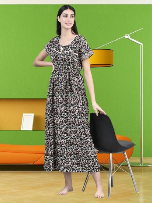 Buy Noty Girl's/Women's- Nighty | Nightdress | Short Sleeves |Belt ...