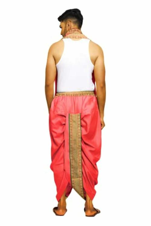 Buy Rameshwaram Fabrics Men Pink Silk Dhoti with Angwastram Set Online at Best Prices in India ...