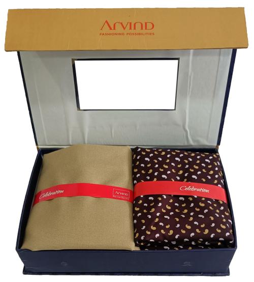 Buy Arvind Polycotton Bronze print Shirt & Trouser Fabric Online at ...