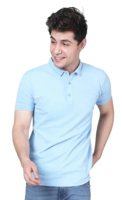 Buy Suman Tex Men Sky Blue Solid Cotton Polo T-Shirts (M) Online at Best Prices in India - JioMart.