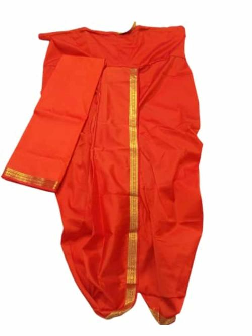 Rameshwaram Fabrics Men Orange Cotton Dhoti and Towel Set - JioMart