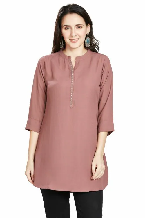 Buy nioni Women's Straight Short Kurta | Round Neck Tunic for Girls| 3/ ...