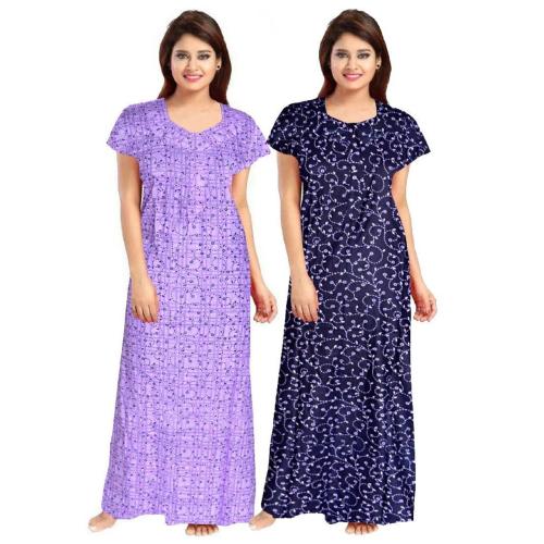 Buy DEEYA M New Design Cotton Short Sleeve Printed Nighty Combo for ...