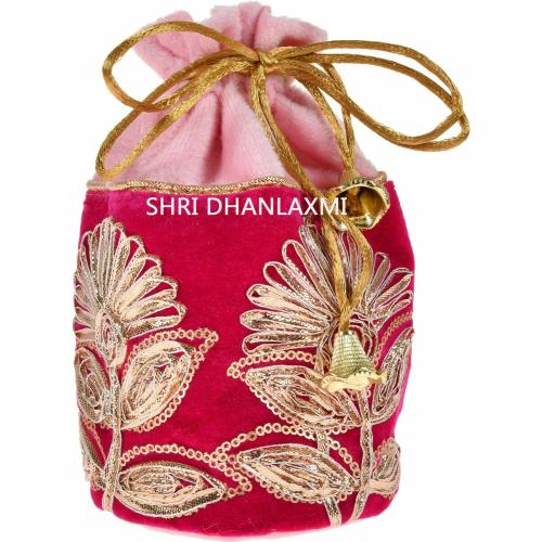 Buy SHRI DHANLAXMI Pink, Silver Velvet Potli SPSY-V-4 Online at Best ...