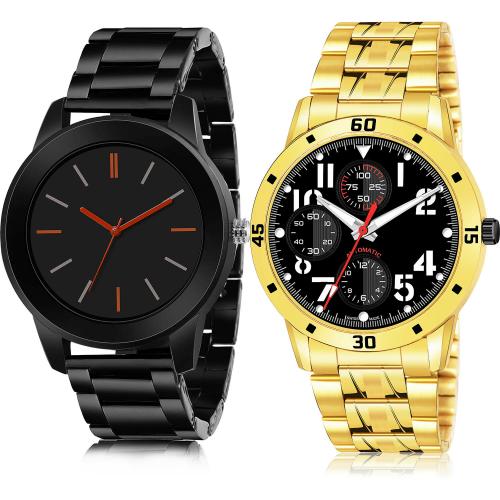 Buy TIMENTER Brand New Formal Chain Watch And Gold Chain Black And Gold ...