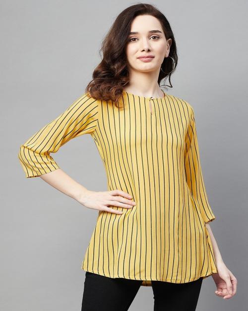 Buy Aarika Women's Yellow Color Striped Top Online at Best Prices in ...