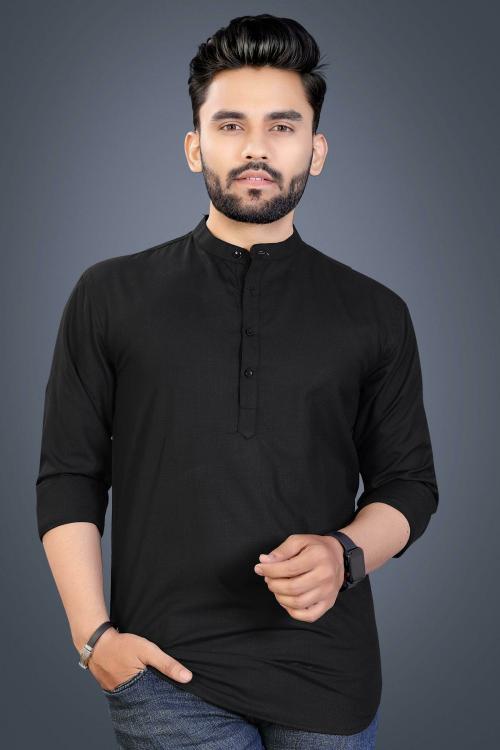 Buy SOPANI Men Solid Straight Kurta (Black) Online at Best Prices in India - JioMart.