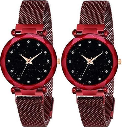 Buy hala Combo of 2, Red - Analog Watch - For Girls New Black Round ...