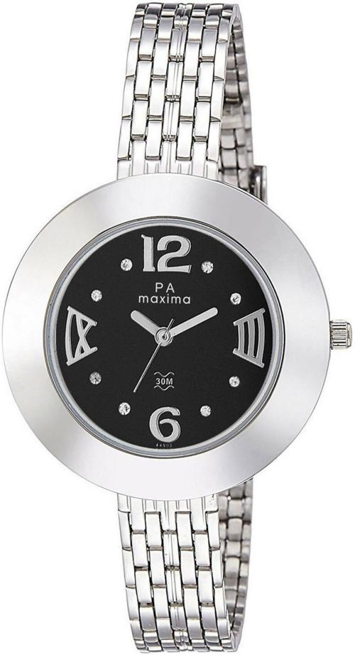 Buy Maxima Analog Black Dial Silver Strap Watch For Women (O-44903CMLI ...