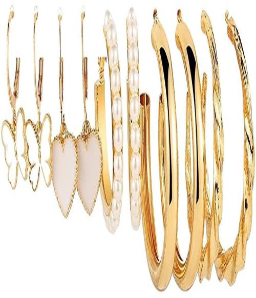 Buy DESTINY JEWEL'S Gold Plated 5-Pair Bohemian Butterfly Pearl Dangle ...