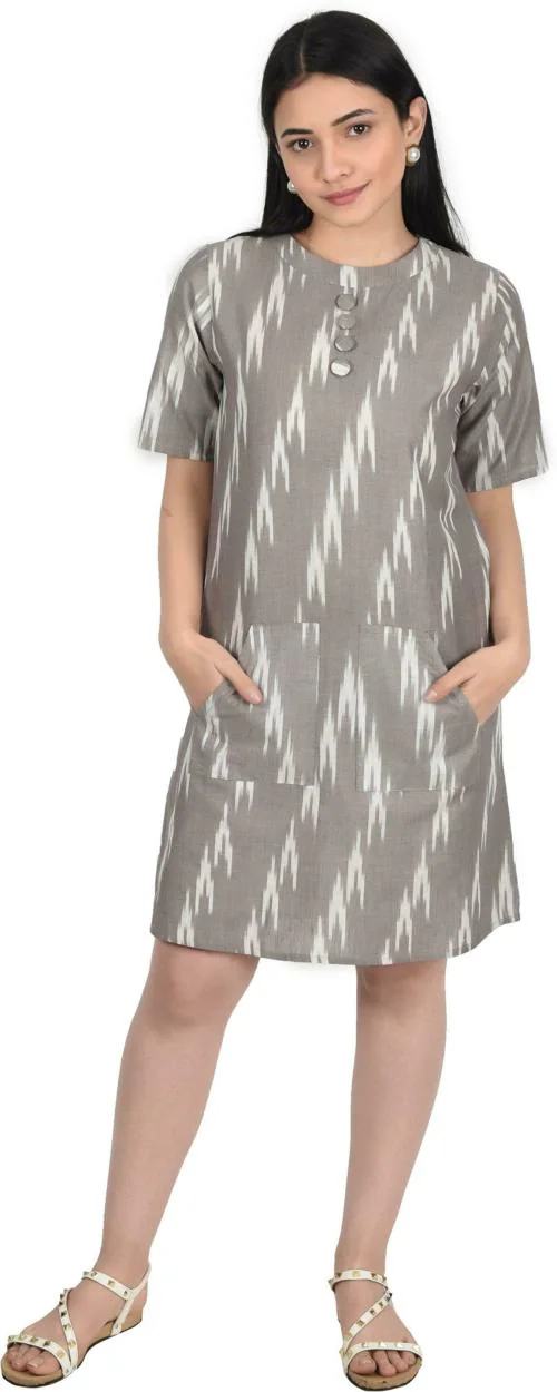 Buy SALETI Women Grey Cotton Blend Dress (M) l Womens casual dress l ...